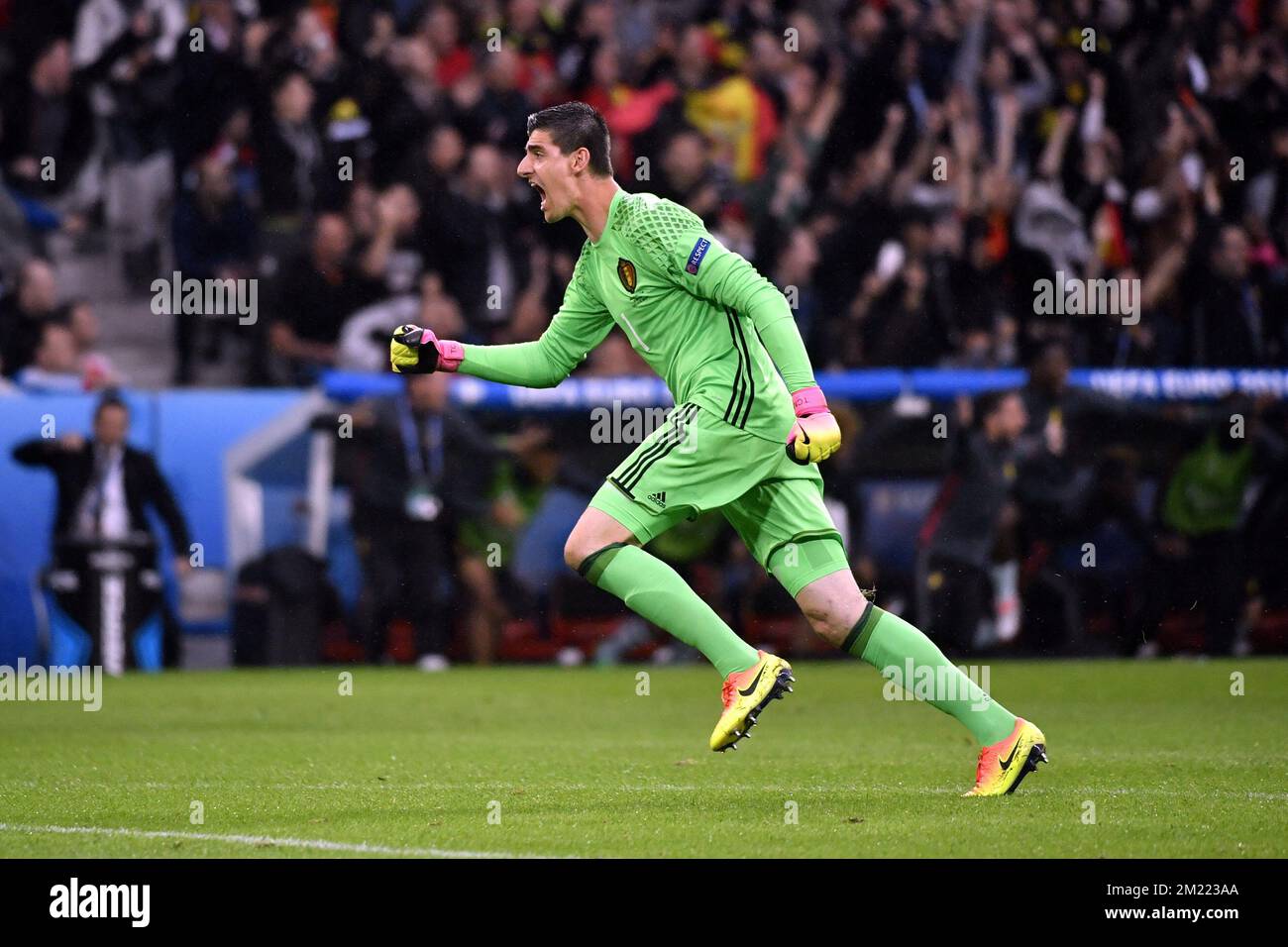 Belgium's goalkeeper Thibaut Courtois pictured during a soccer game ...