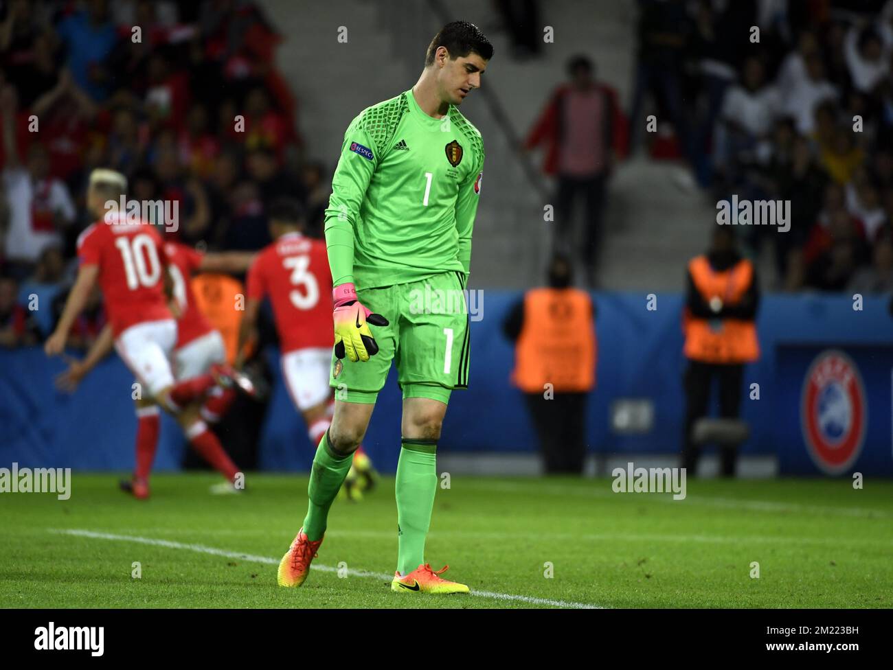 Belgium's goalkeeper Thibaut Courtois pictured during a soccer game ...