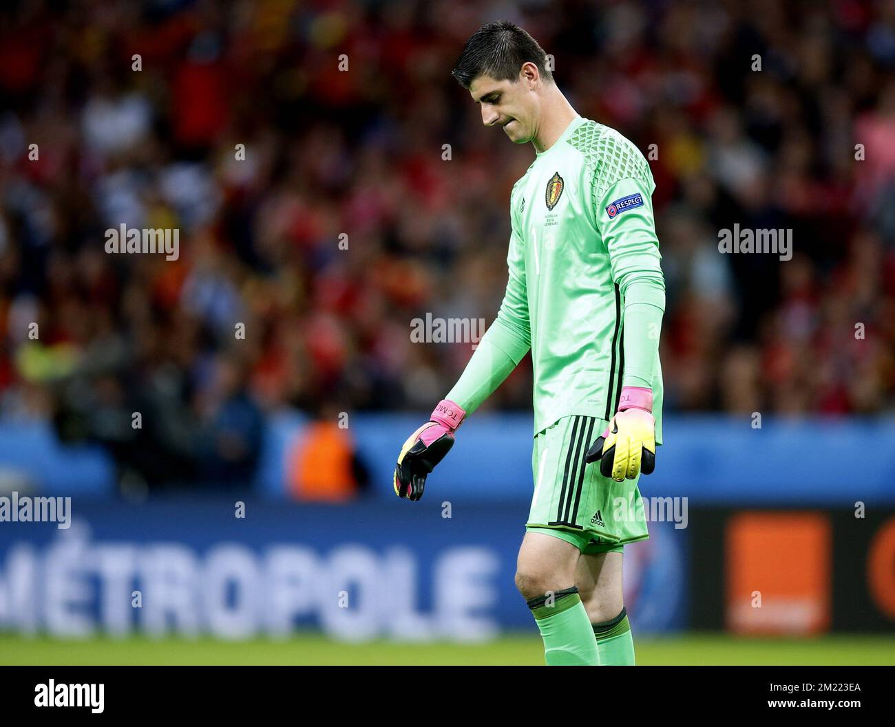 Belgium's goalkeeper Thibaut Courtois pictured during a soccer game ...