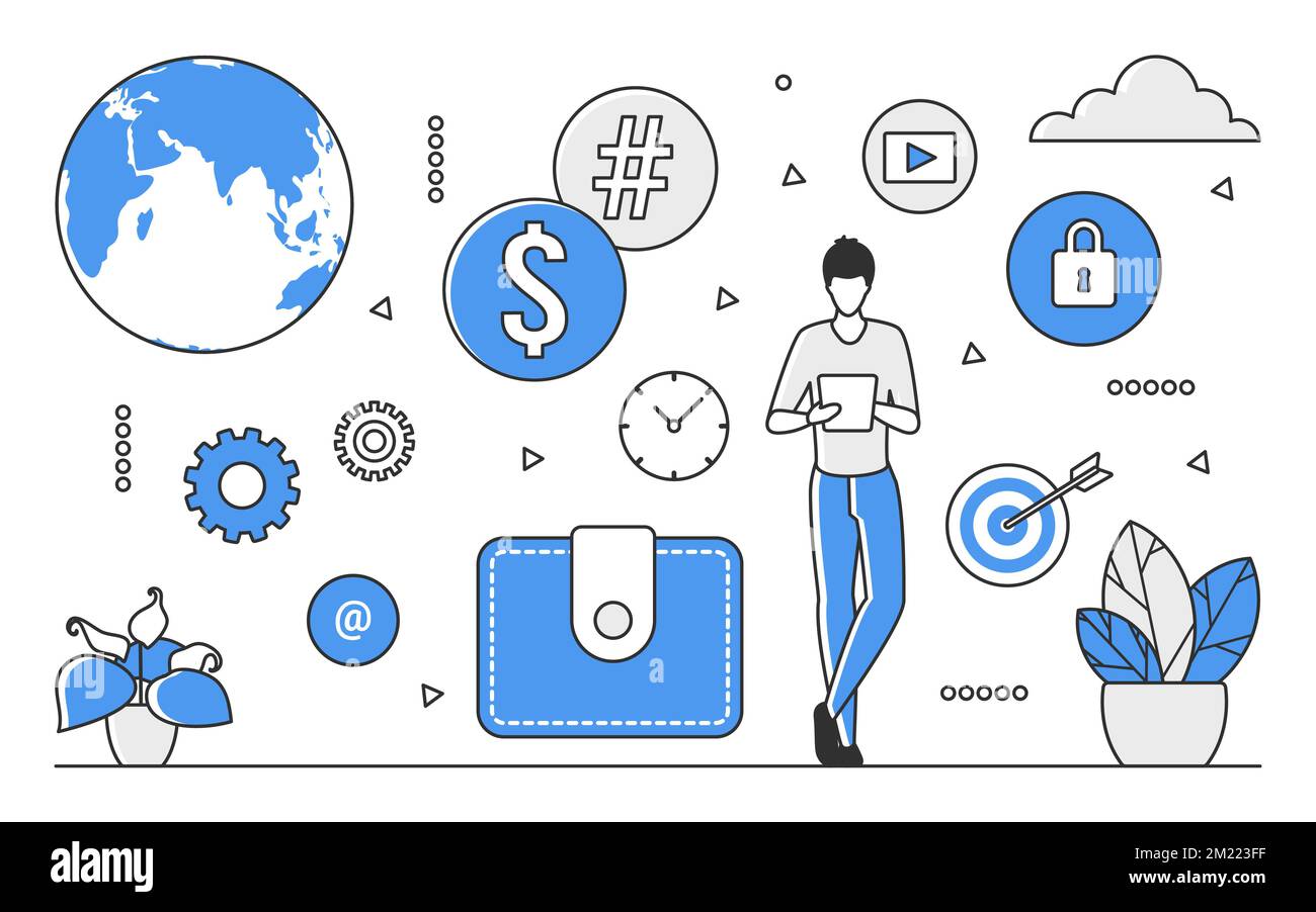 Money cash flow management. Finance transactions, digital payments ...