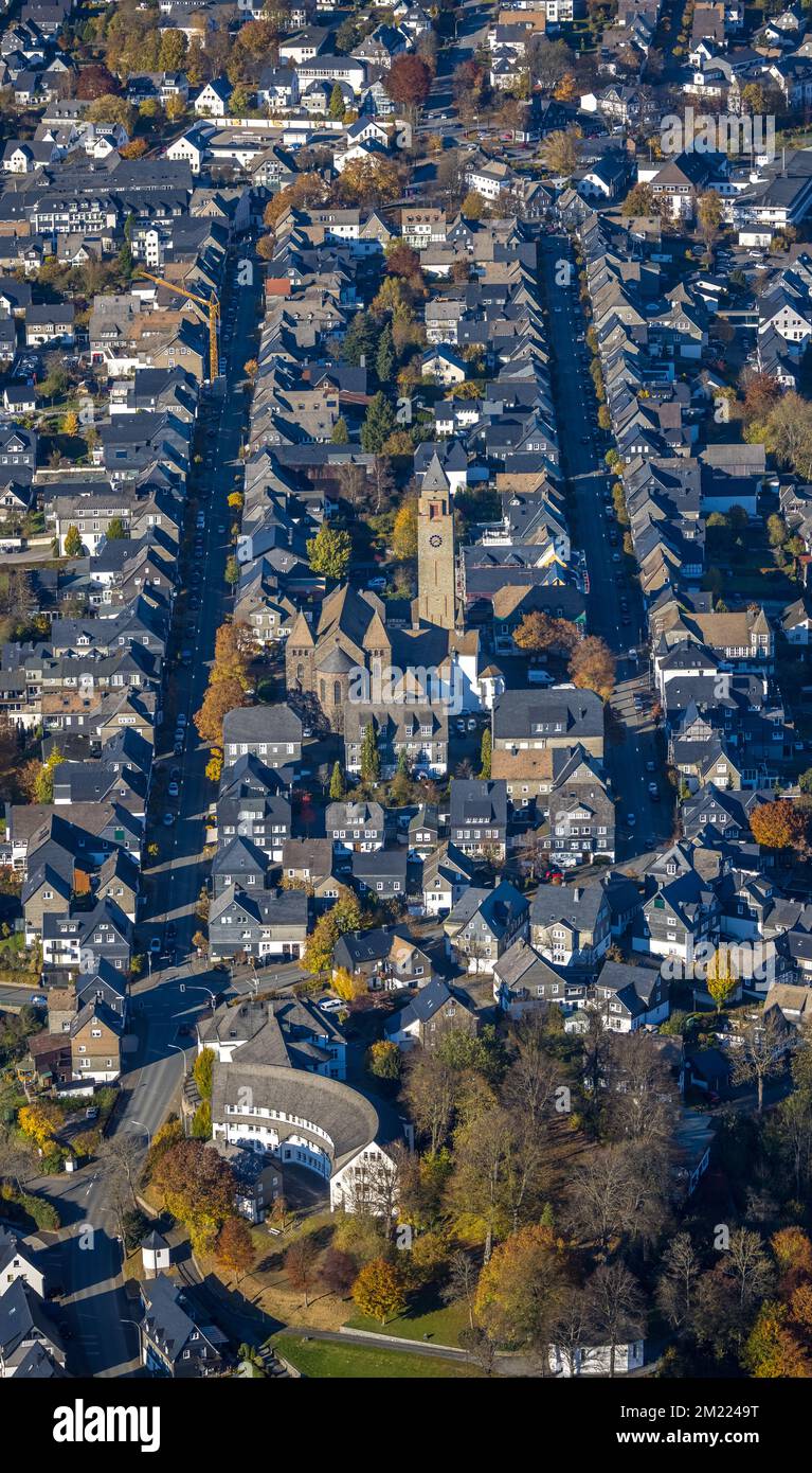 Aerial view, residential area between Oststraße and Weststraße with the ...