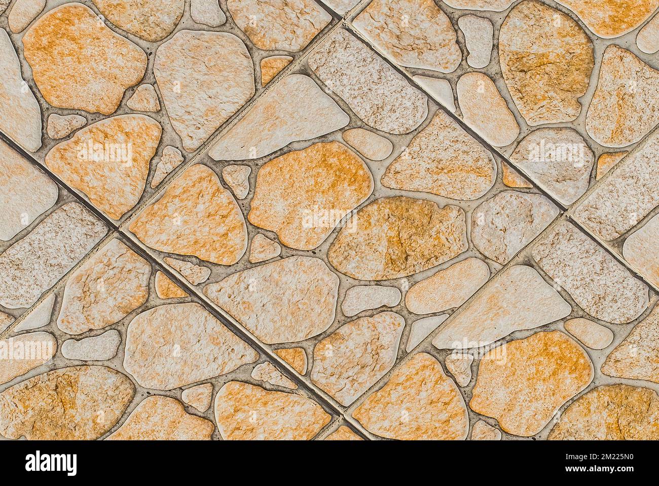 Diagonal floor tiles with abstract brown stone pattern texture ...