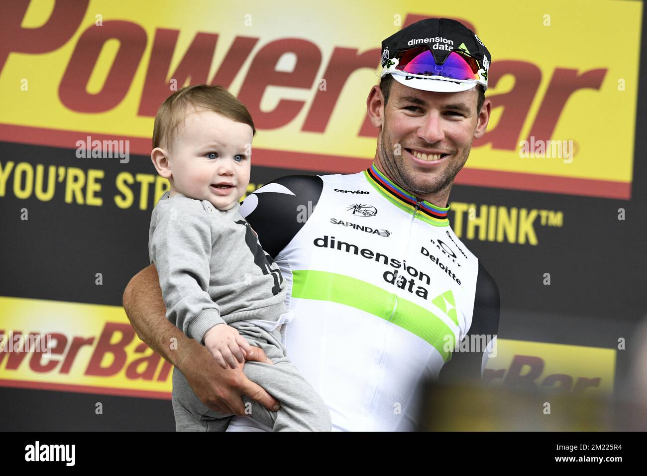 British Mark Cavendish of Dimension Data and his son Frey David ...