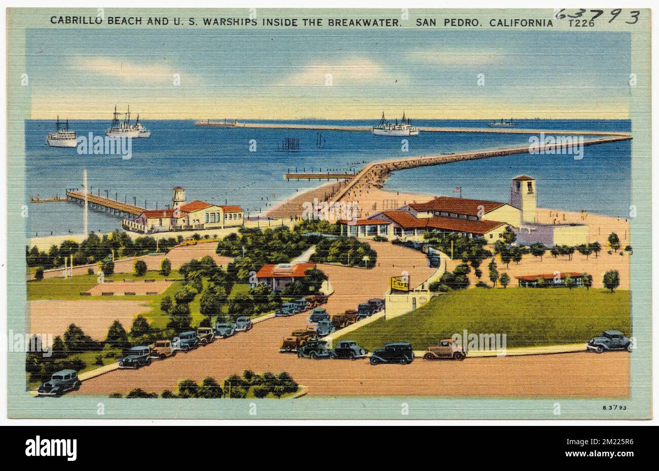 Cabrillo Beach and U. S. Warships Inside the Breakwater, San Pedro ...