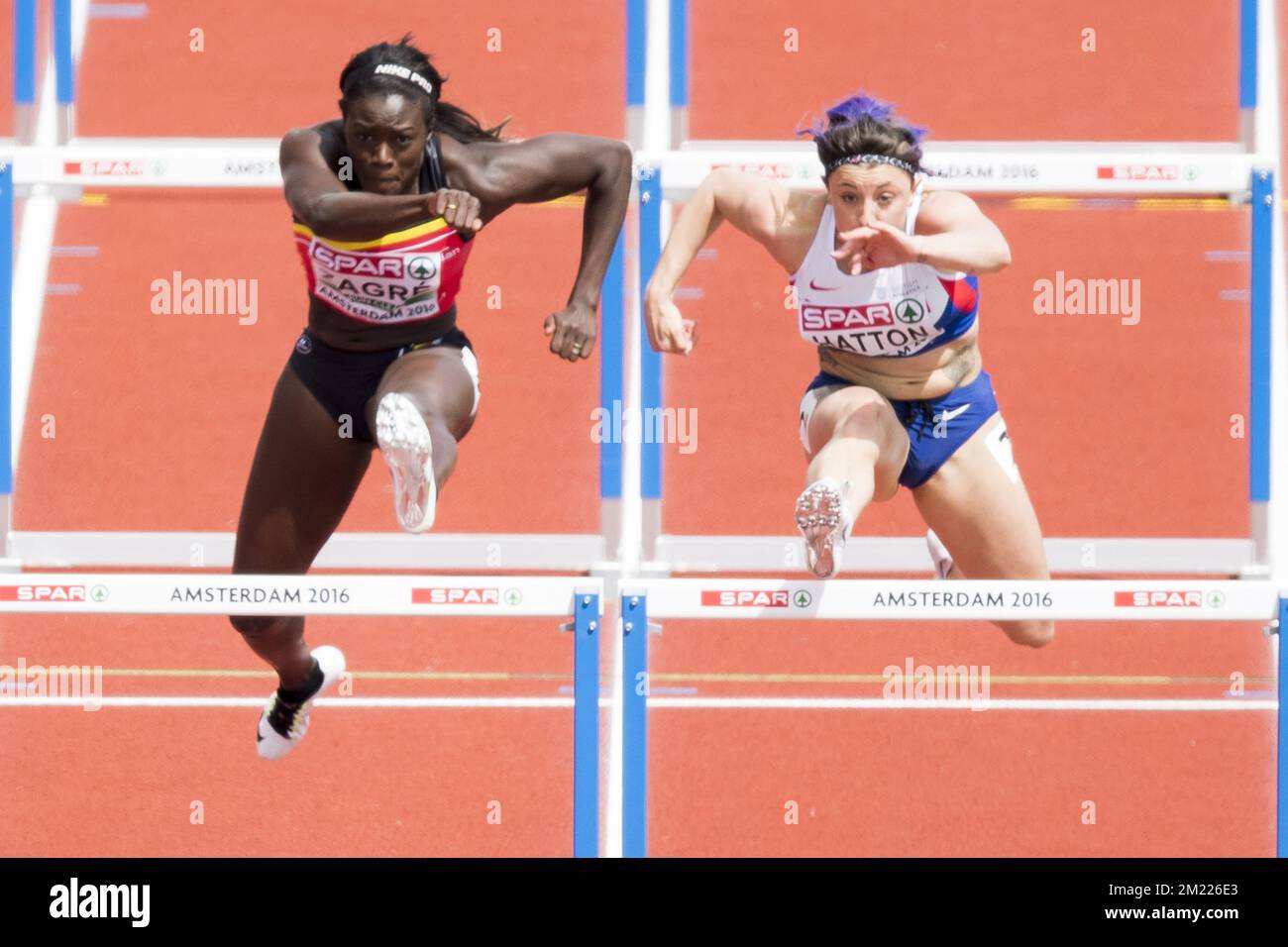 Belgian Anne Zagre pictured in action during the women's 100m hurdles ...