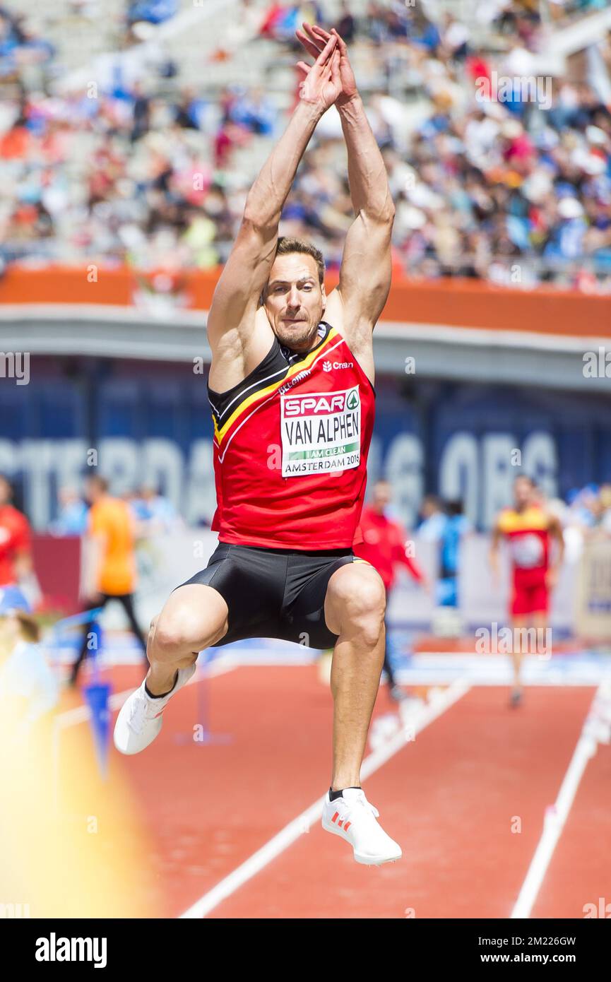 Belgian Hans Van Alphen pictured in action during the men's long jump ...