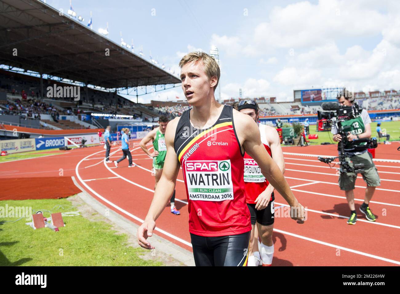 Belgian Julien Watrin pictured after at the European Athletics ...