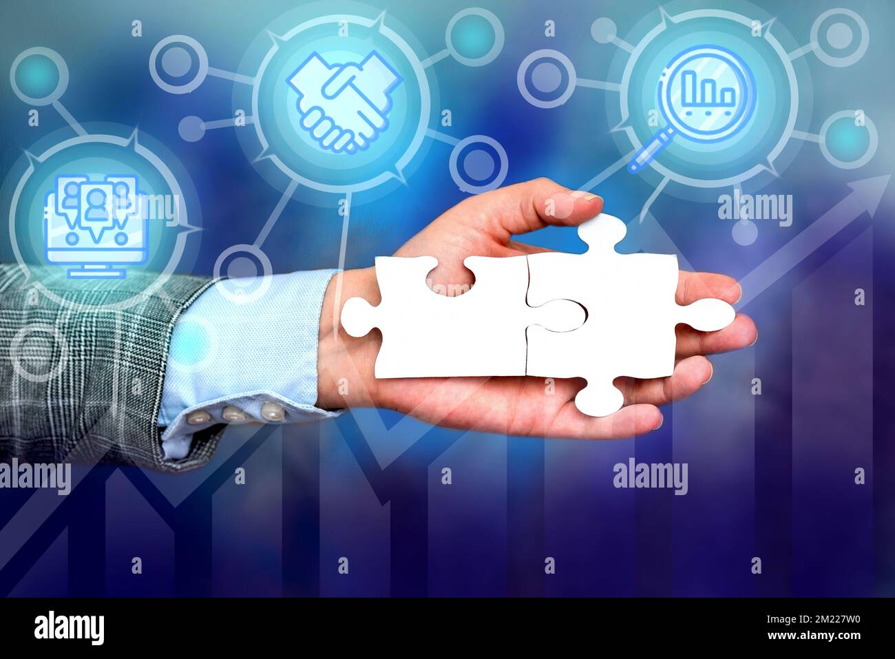 Hand Holding Jigsaw Puzzle Piece Unlocking New Futuristic Technologies ...