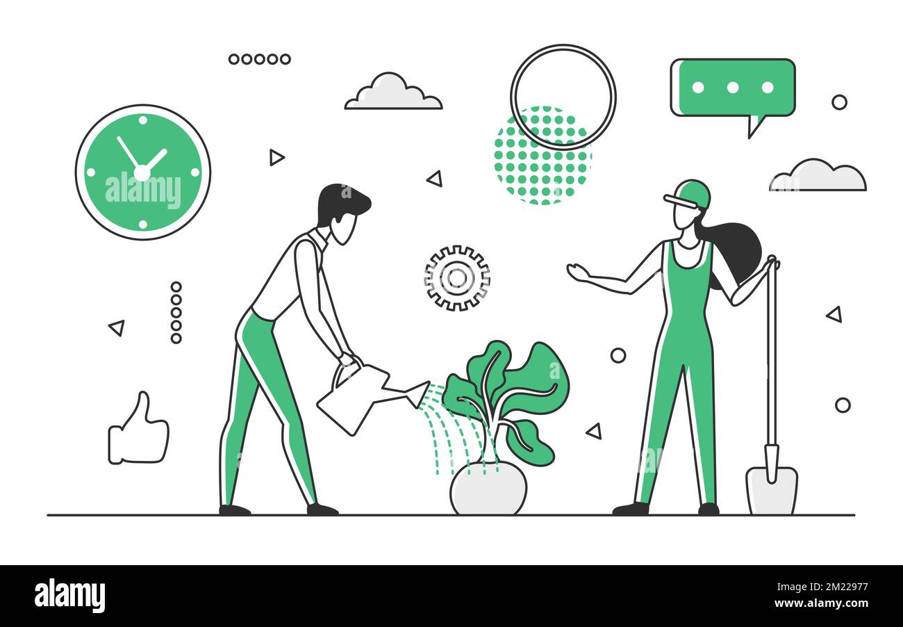 Planting organic food. Natural farming, eco farm, growing bio products ...