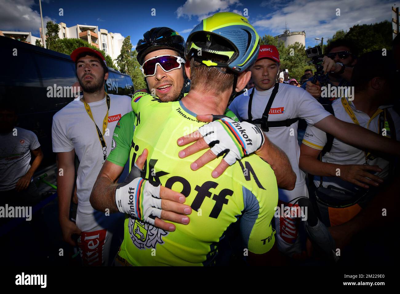 Slovakian Peter Sagan of Tinkoff celebrates after winning the eleventh ...