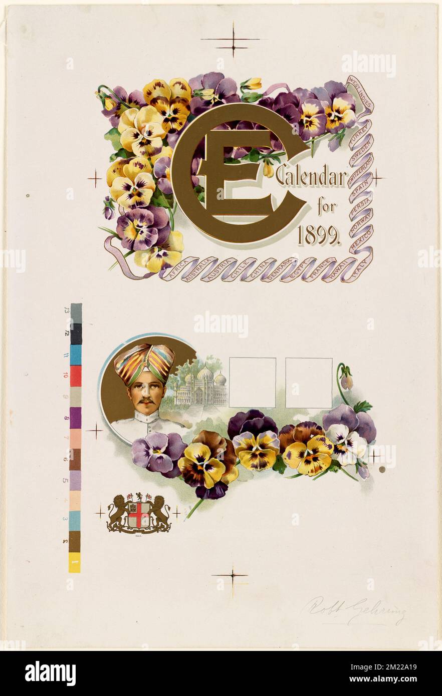 Calendar for 1899 [cover] , African violets. Louis Prang & Company ...