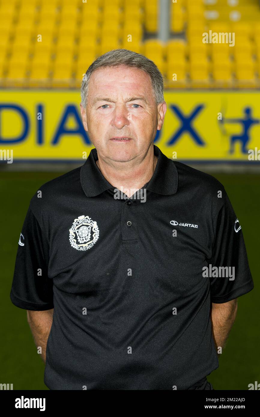 Lokeren's assistant Danny Veyt poses for the photographer during the ...