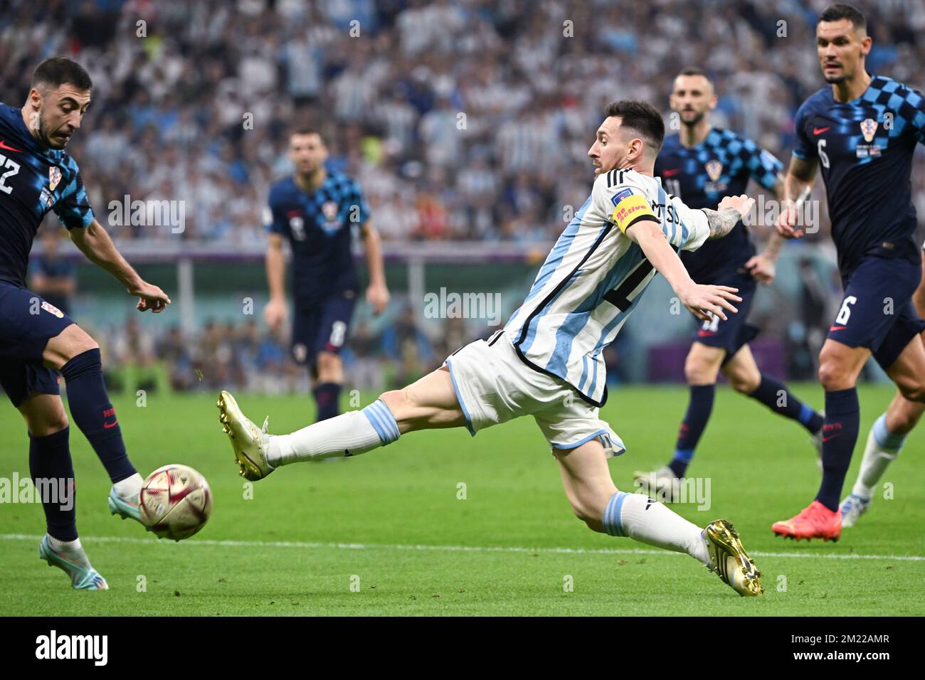 Lusail, Qatar. 13th Dec, 2022. Lionel Messi of Argentina competes ...