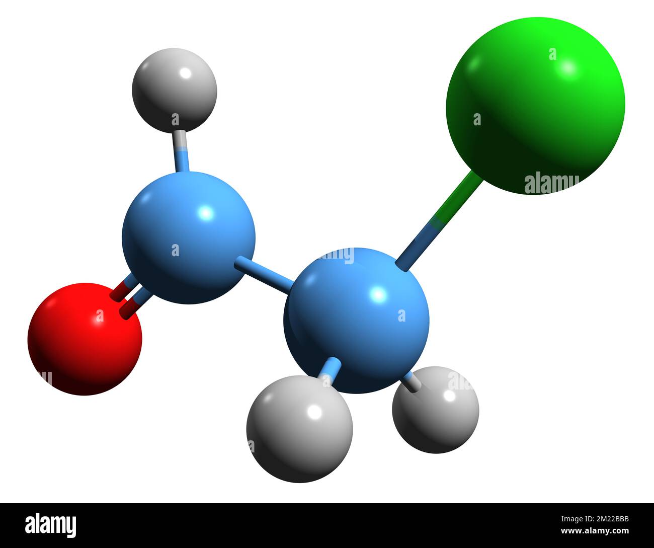 3D image of Chloroacetaldehyde skeletal formula - molecular chemical ...