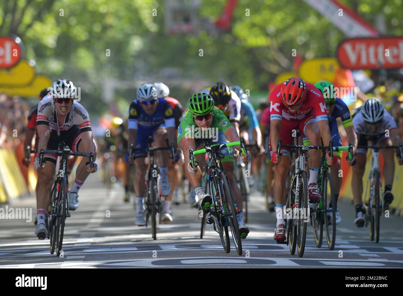 Slovakian Peter Sagan of Tinkoff and Norvegian Alexander Kristoff of ...