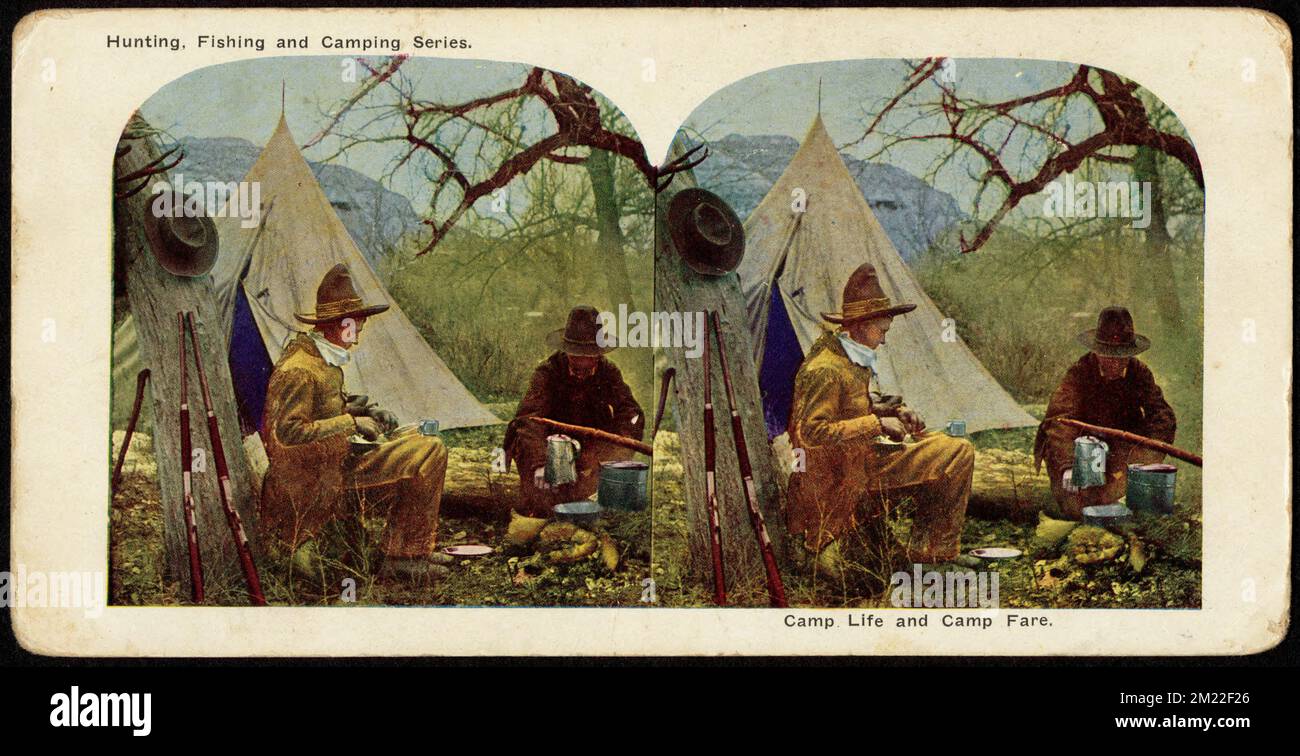 Camp life and camp fare , Camping, Outdoor cookery, Tents Stock Photo ...