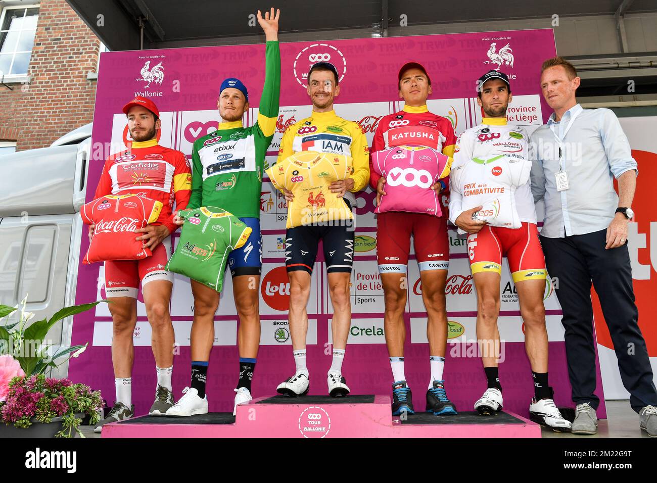 L-R, French Florian Senechal of Cofidis, Italian Matteo Trentin of team ...