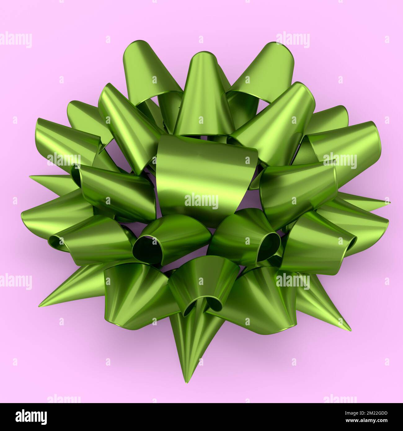 Realistic decorative bow or gift ribbon for gift box isolated on pink ...