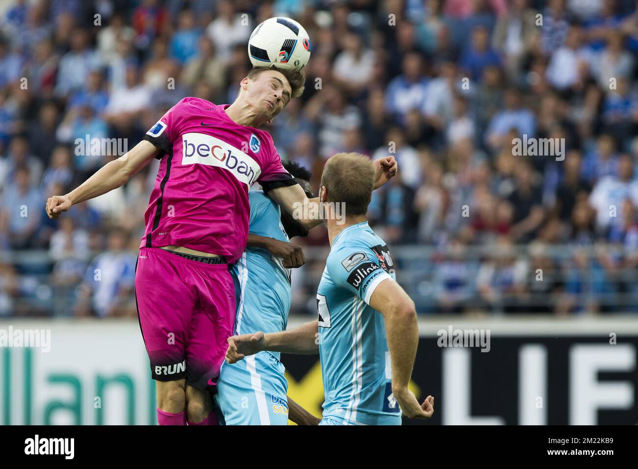 Genk's Brian Heynen and Gent's Kalika Coulibaly pictured during the ...