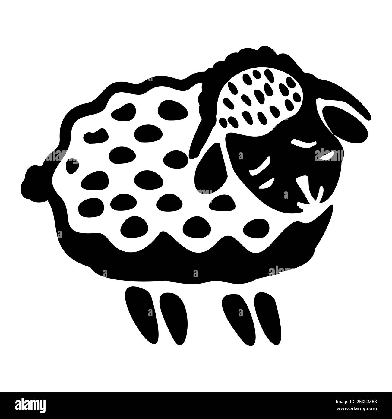 Whimsical cartoon spring sheep illustration, Vector easter farm animal ...
