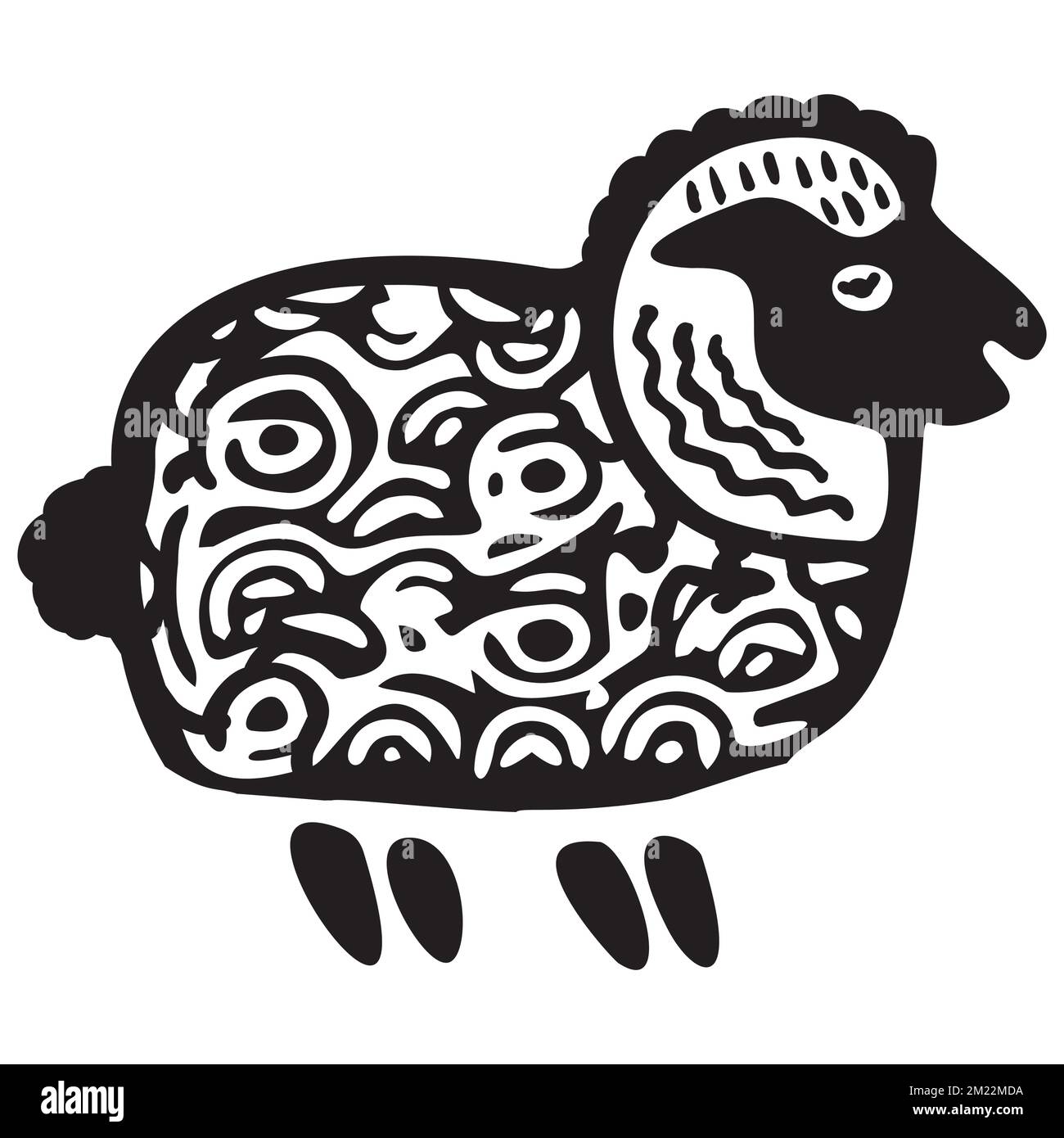 Whimsical cartoon spring sheep illustration, Vector easter farm animal ...