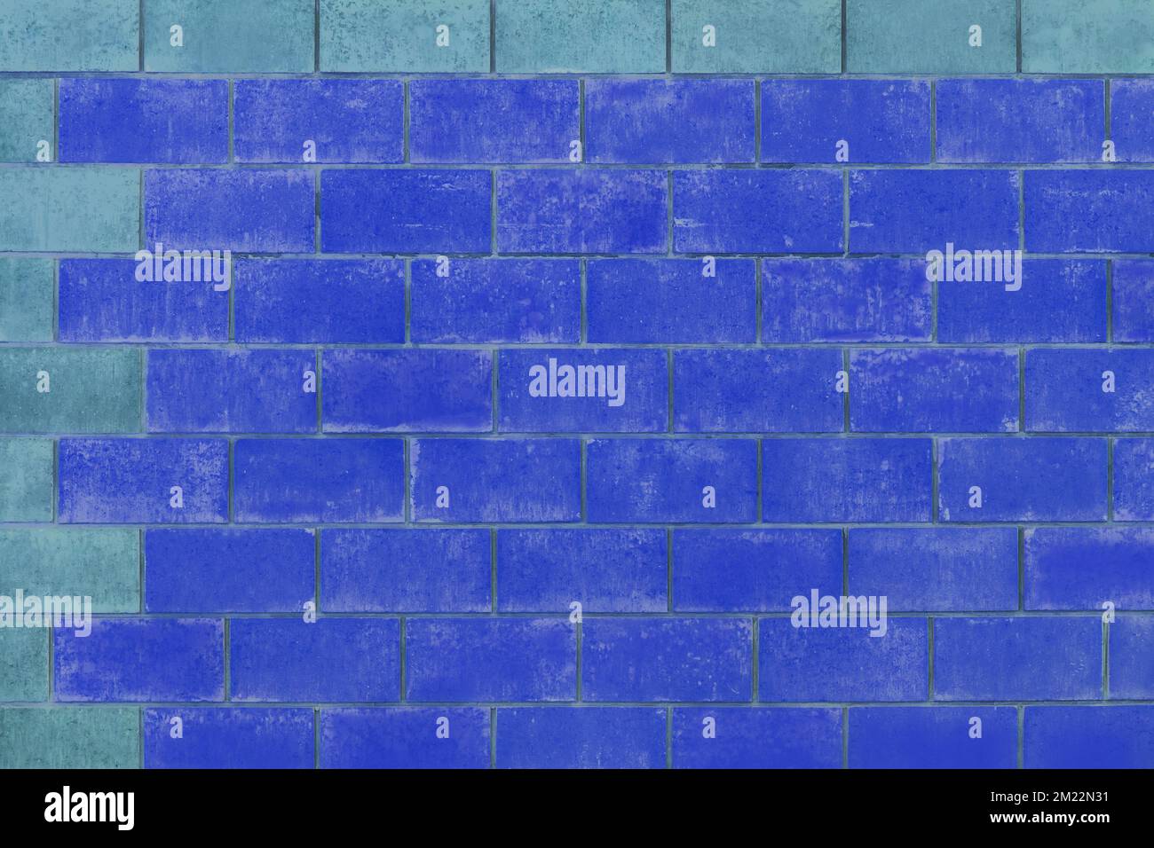 Blue and light blue paint on brick blocks urban color design wall ...