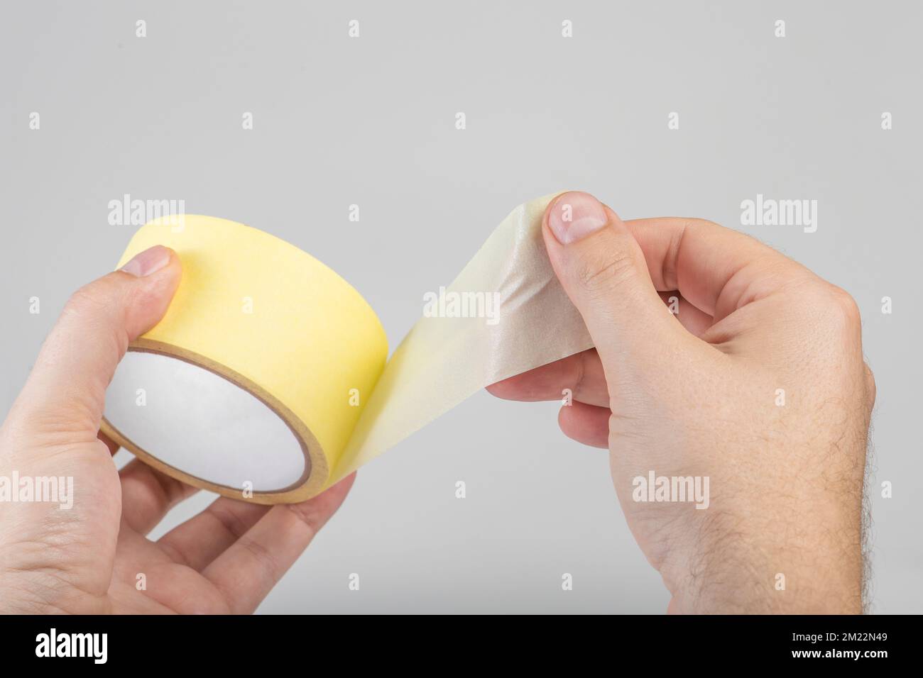 Paper adhesive tape isolated on white. A roll of paper duct tape in the ...