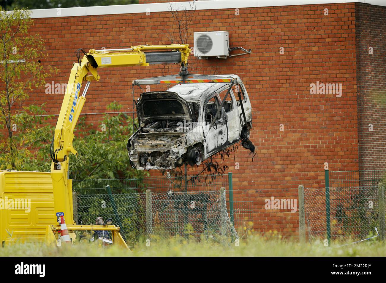 Illustration picture shows the exploded car at the National Institute ...