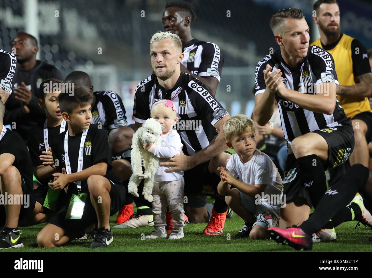 Charleroi's David Pollet and and his daughter Louna celebrate after ...