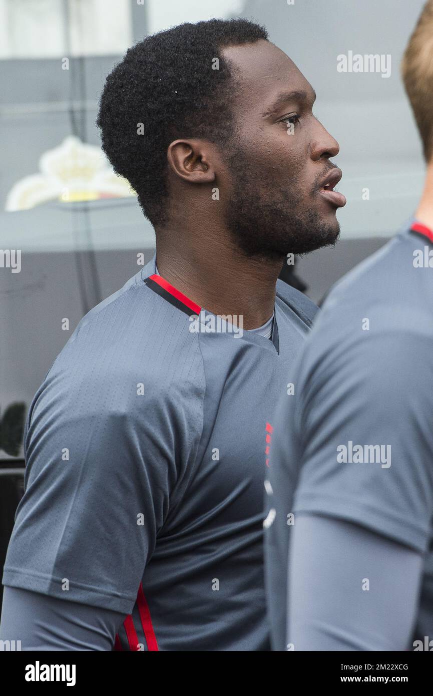 Belgium's Romelu Lukaku arrives for a training of the Belgian national ...