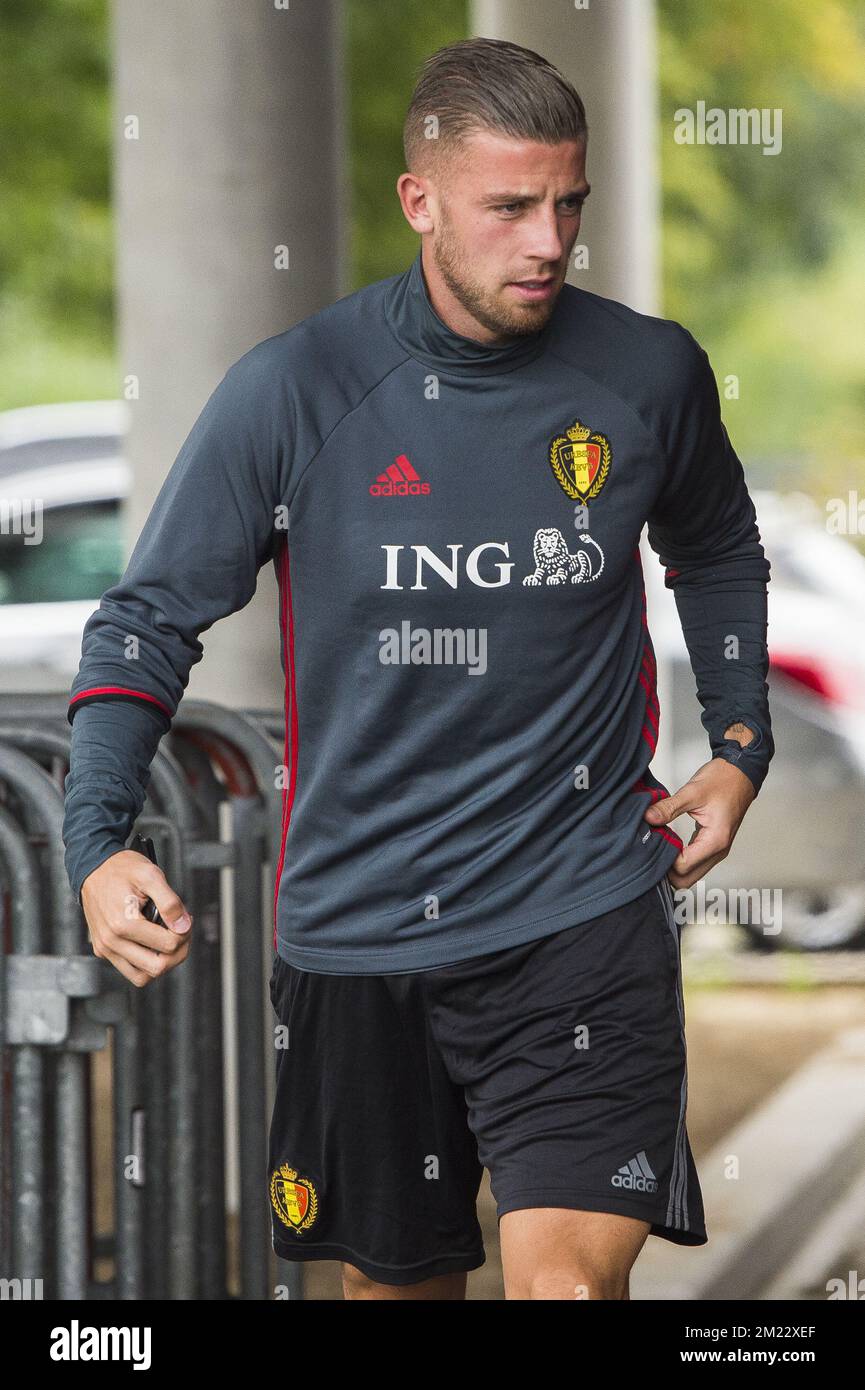 Belgium's Toby Alderweireld arrives for a training of the Belgian national soccer team Red ...
