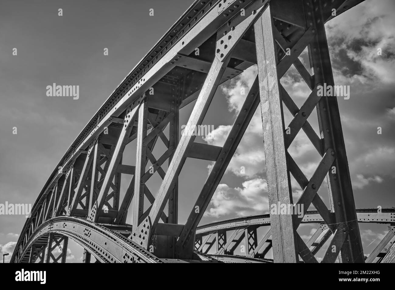 Old metal bridge with rivets and buttresses in Hanover / Germany Stock ...
