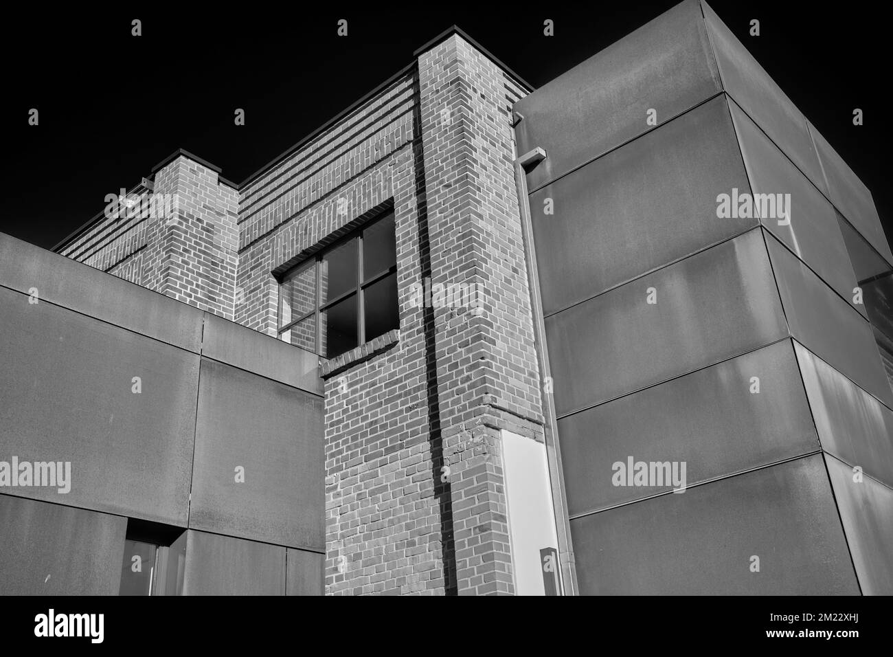Architectural contrasts on the facade of a restored building Stock ...