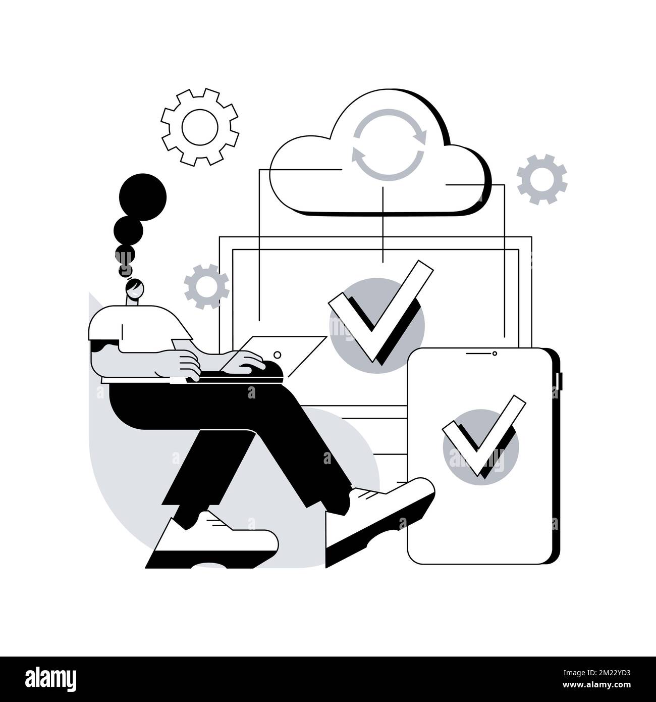 Cloud connection abstract concept vector illustration. Connectivity method, remote central ...