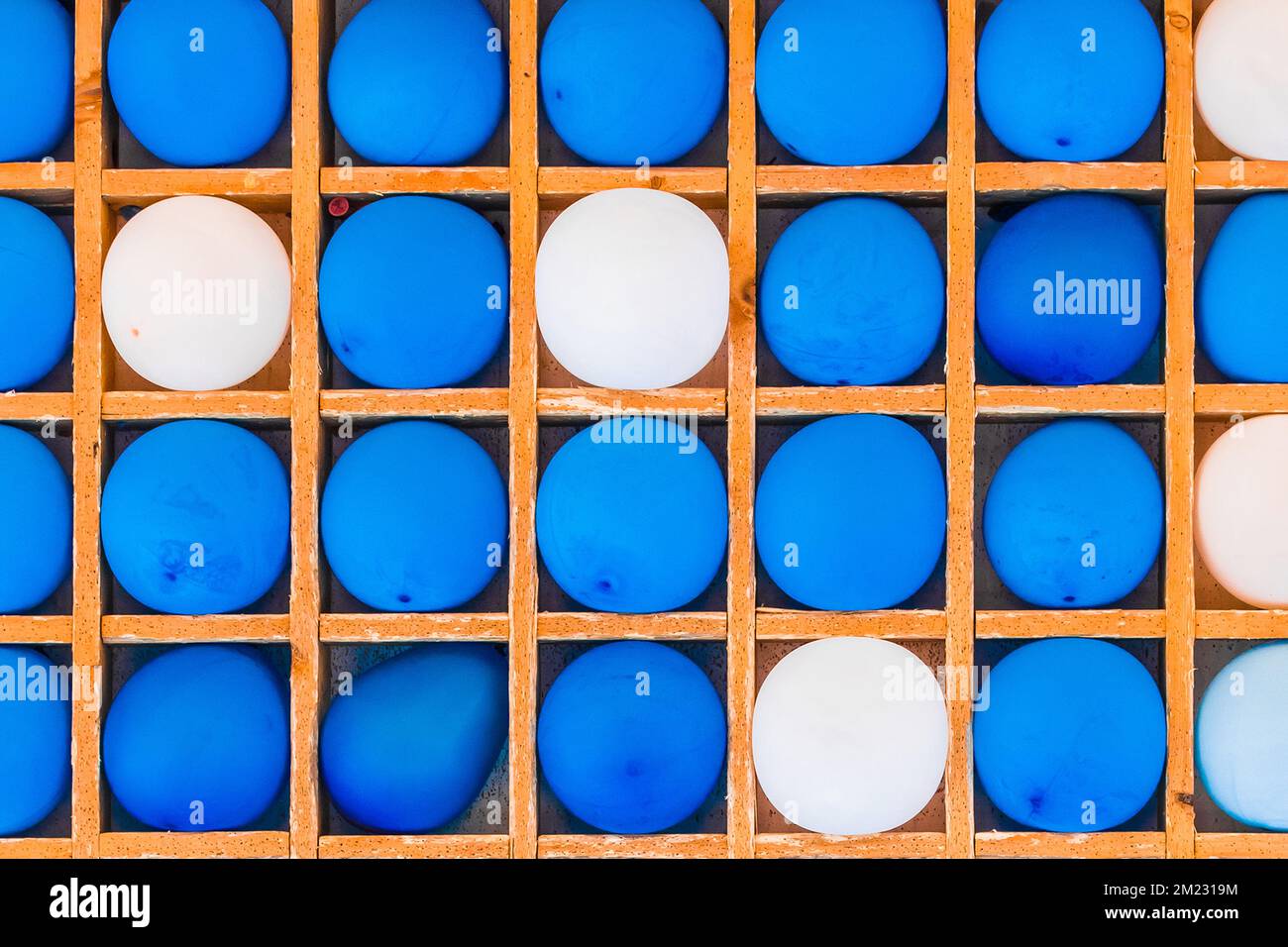 Blue sky cold color helium object balloons background for playing darts ...