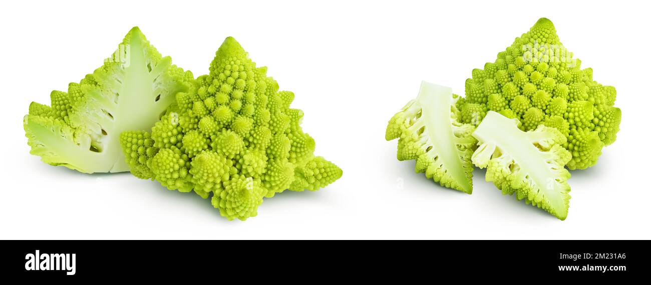 Romanesco broccoli cabbage or Roman Cauliflower isolated on white ...