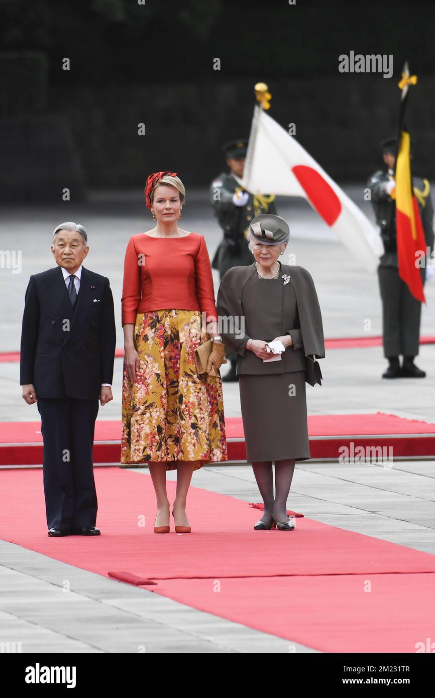 Japanese Emperor Akihito, Queen Mathilde of Belgium and Japanese ...