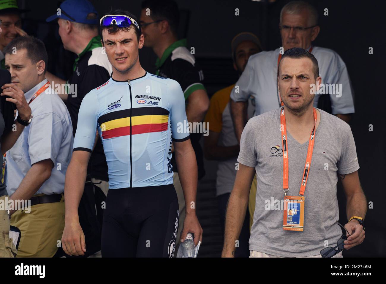 Belgian Yves Lampaert of team Etixx - Quick-Step and Kevin De Weert ...