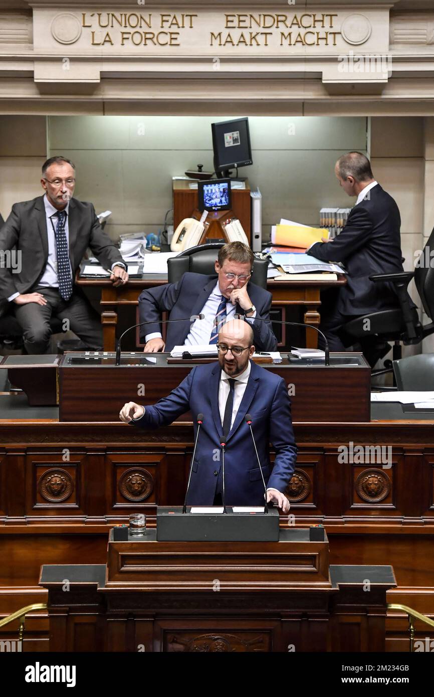 Belgian Prime Minister Charles Michel pictured during a plenary session ...