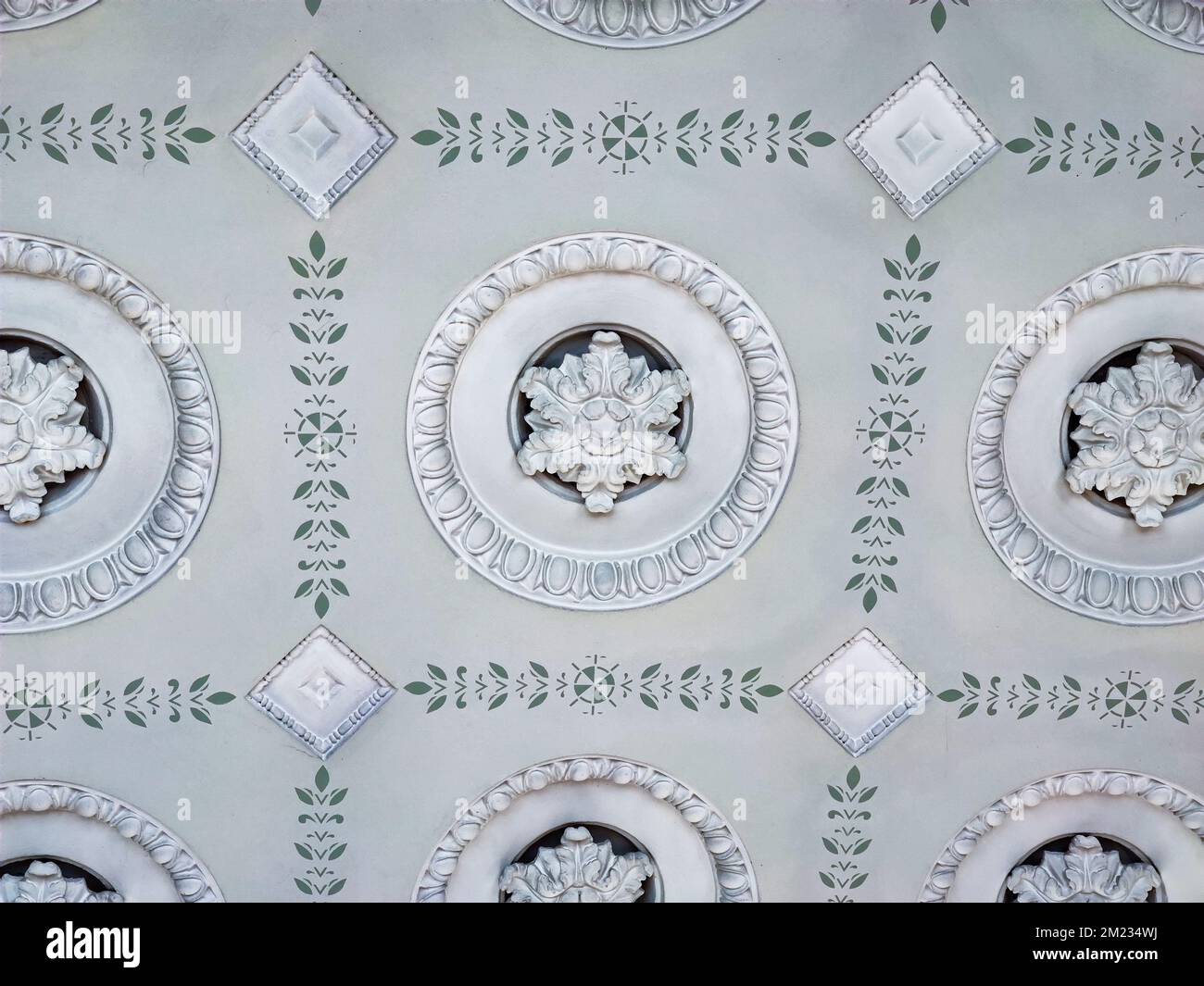 Stucco pattern on ceiling. Interior decoration. Modern architecture ...
