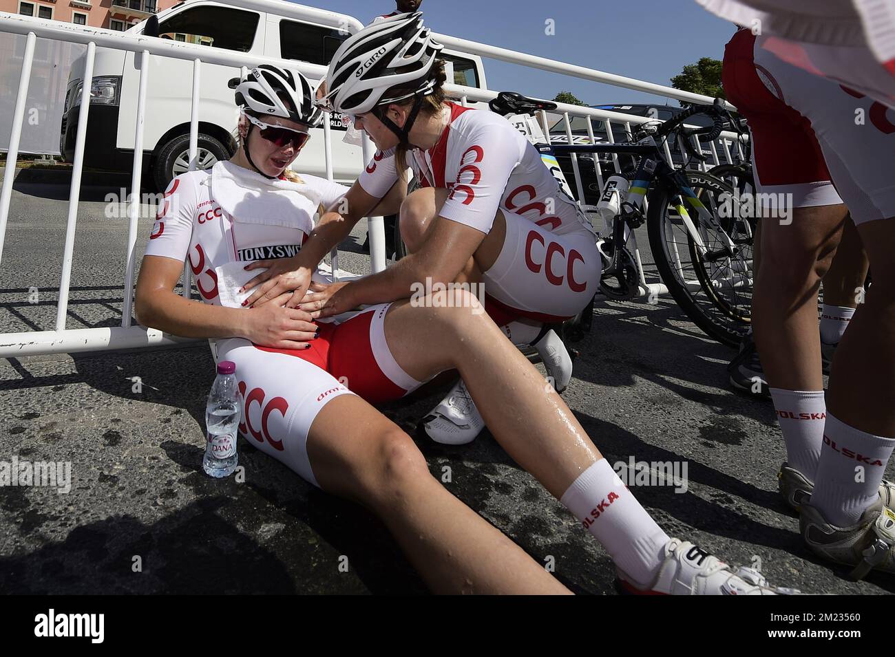Illustration picture shows an exhausted rider after the women's junior ...