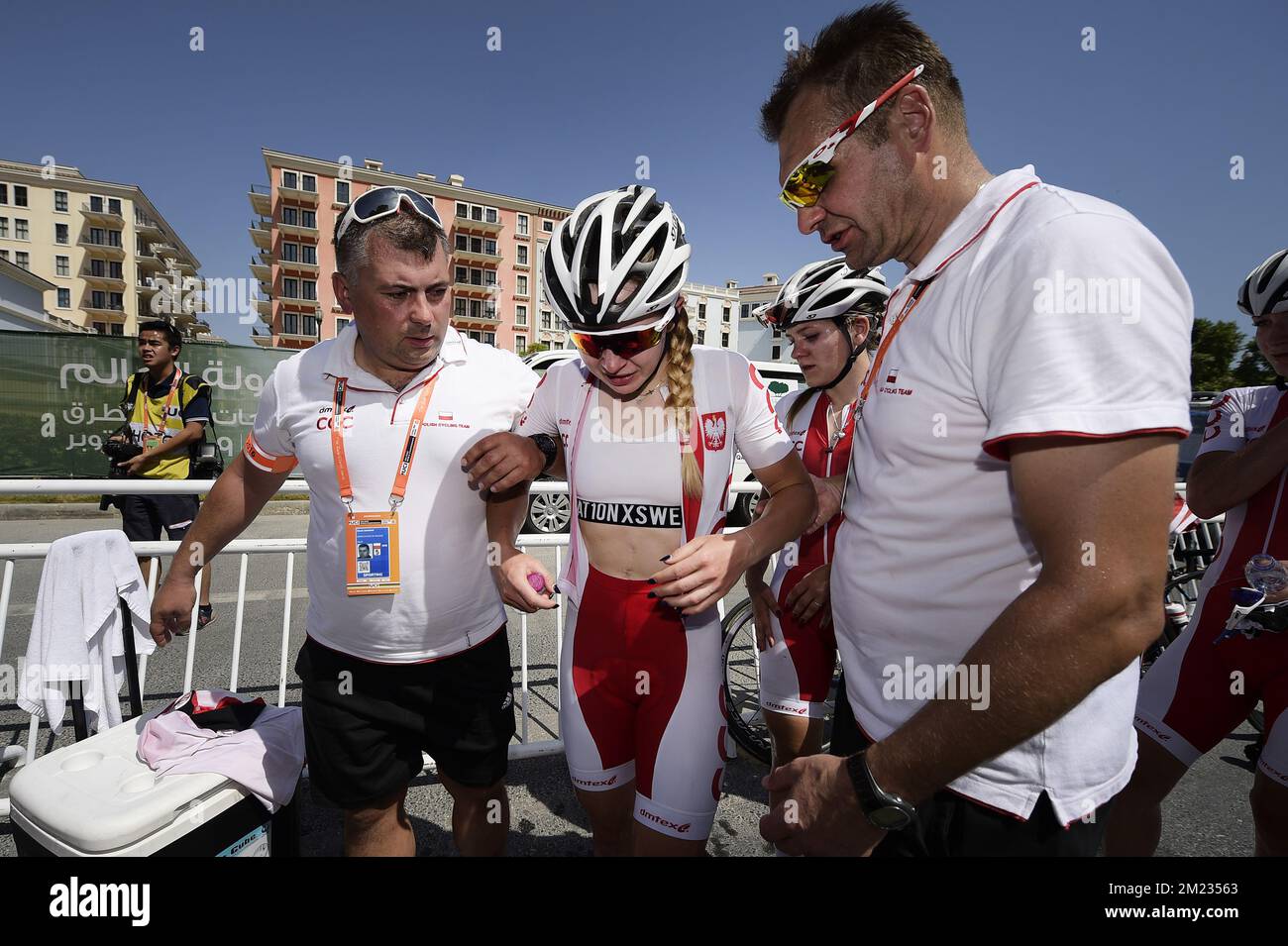 Illustration picture shows an exhausted rider after the women's junior ...