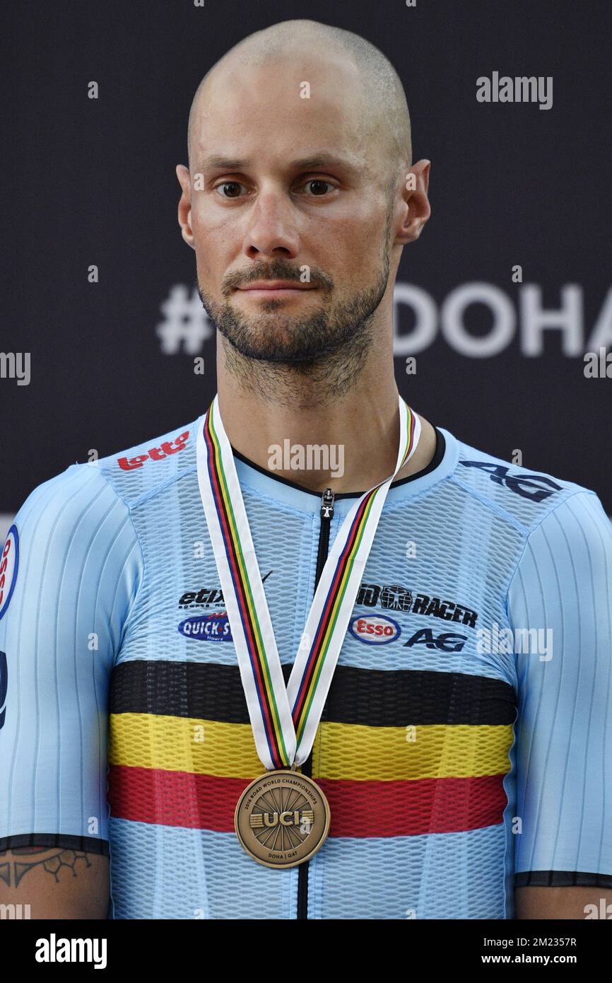 Belgian Tom Boonen of team Etixx - Quick-Step , winner of the bronze ...