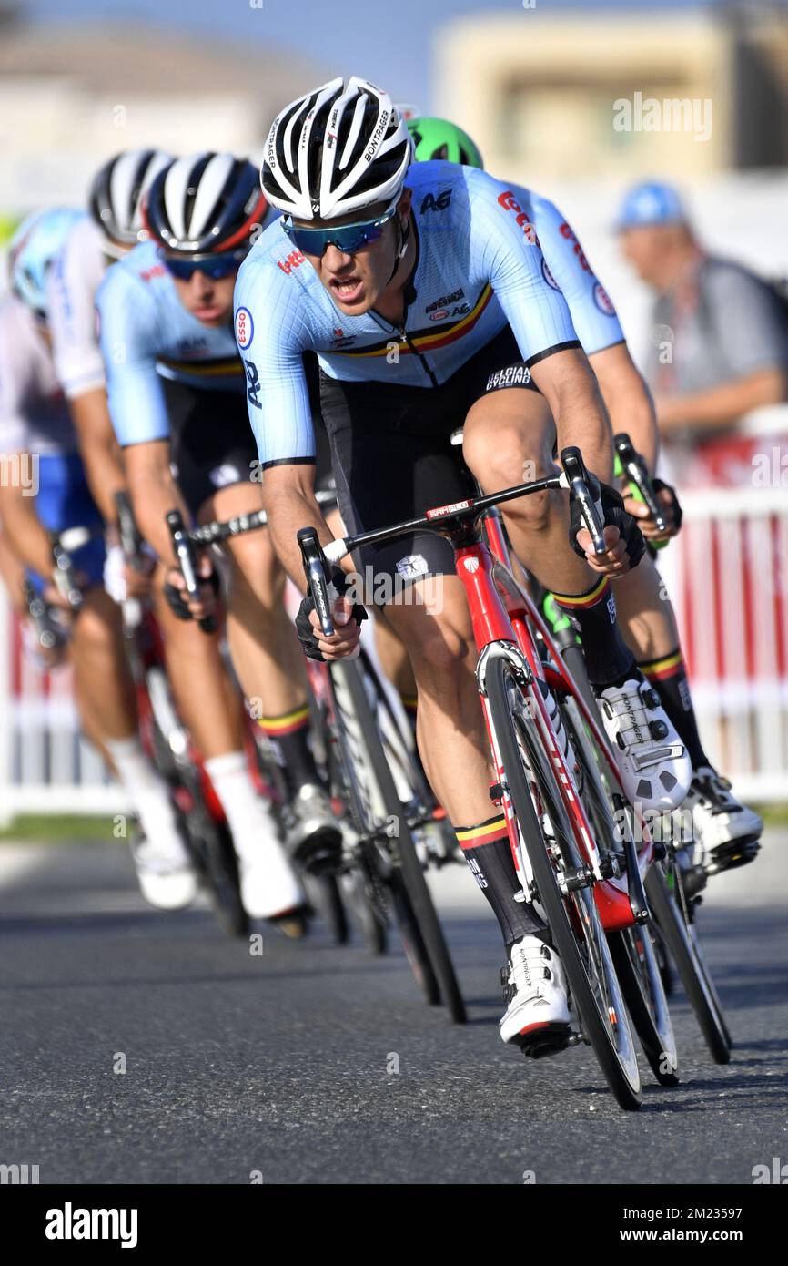 Belgian Jasper Stuyven of Trek-Segafredo pictured in action during the men's elite road race at ...