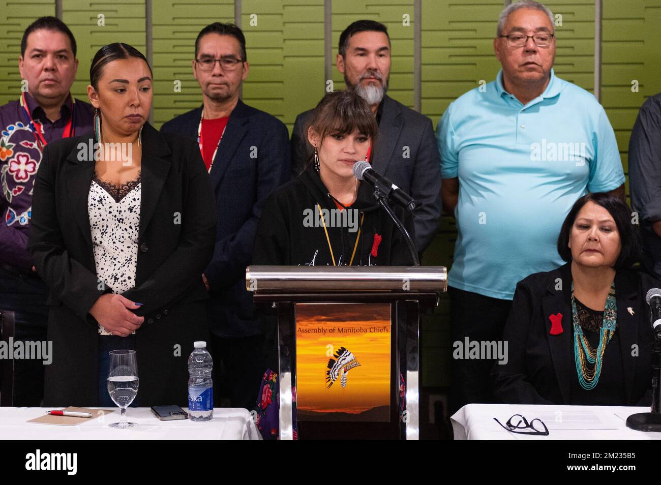 Cambria Harris, a daughter of Morgan Harris, speaks during a press ...