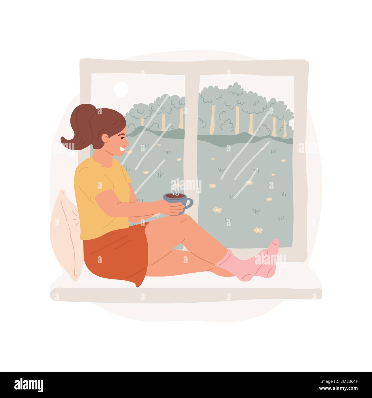 Time to be alone isolated cartoon vector illustration. Young smiling ...