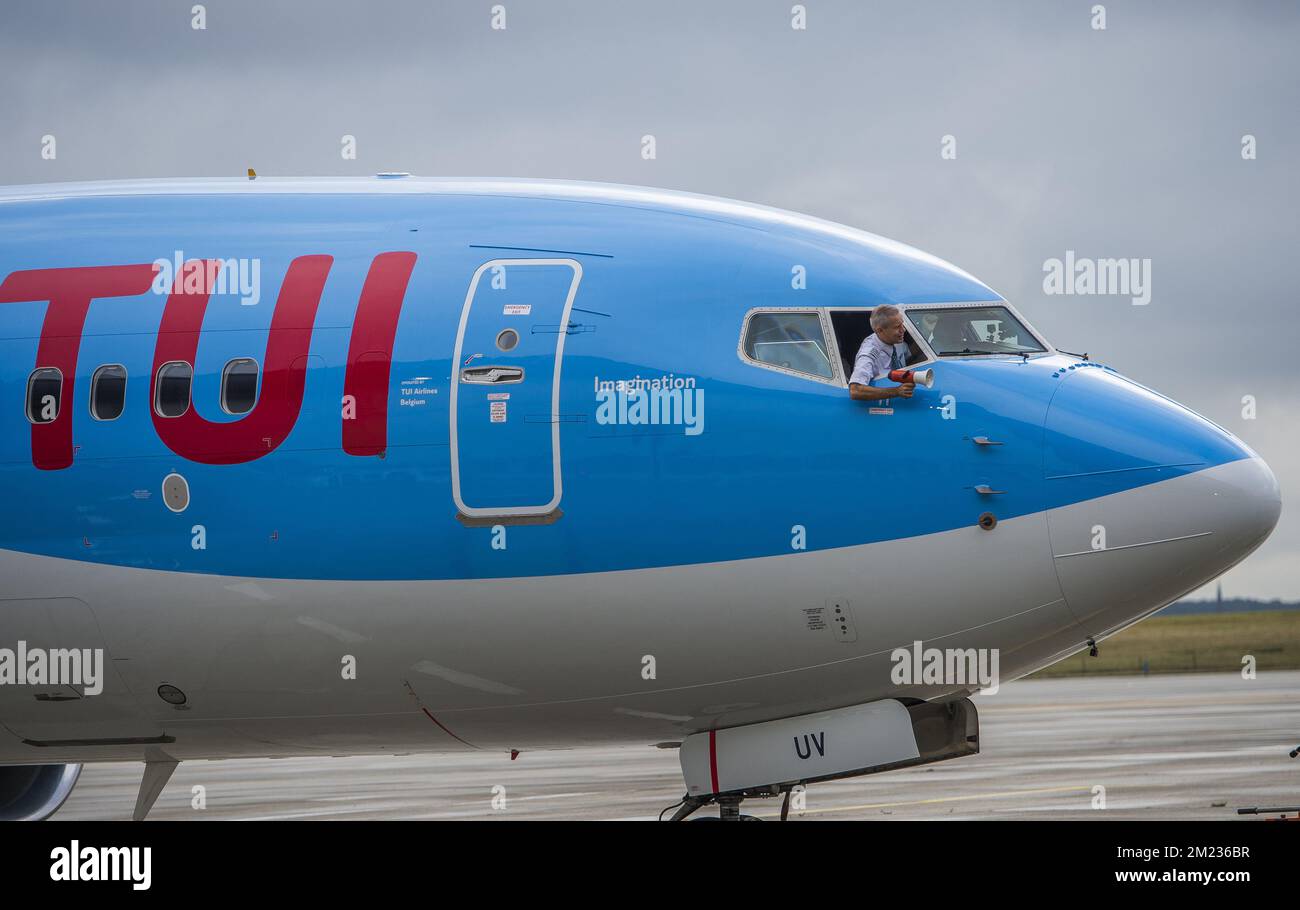 Illustration picture shows the first flight of Tui plane,the TB1111 ...
