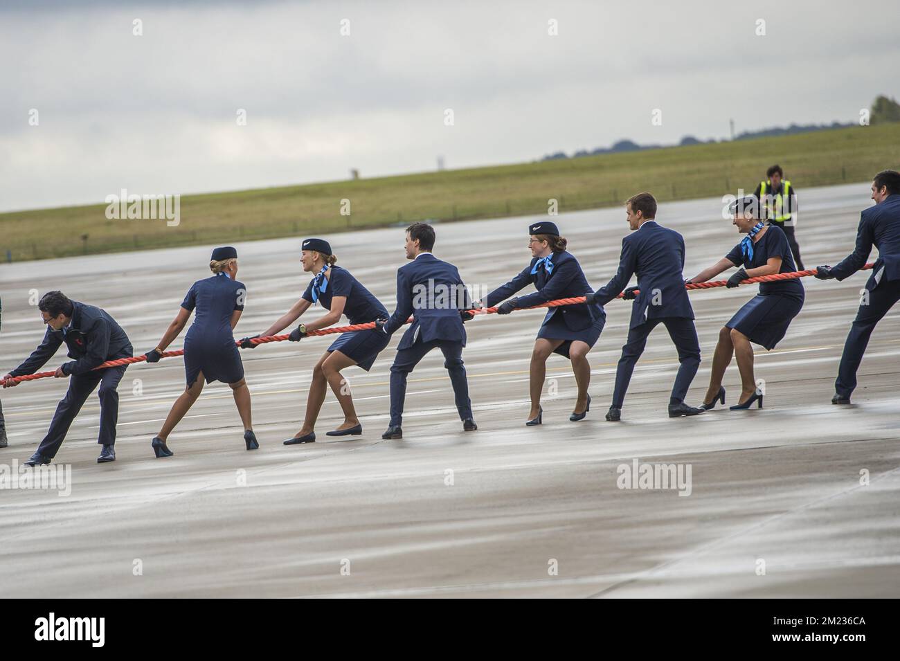 Flight crew members, hostesses and stewards pictured ahead of the first ...