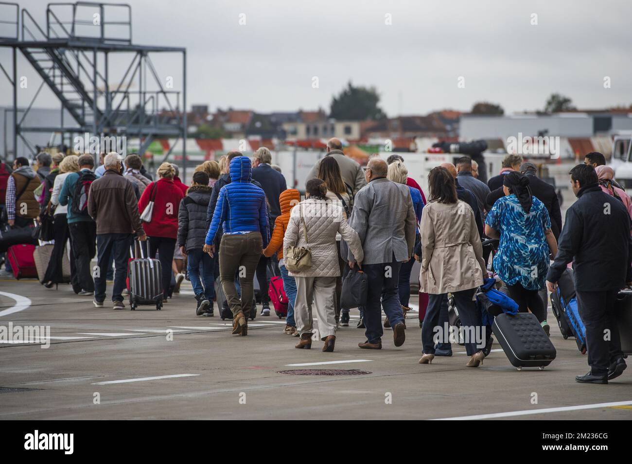 Passengers of the first flight of Tui plane,the TB1111 from Brussels to ...