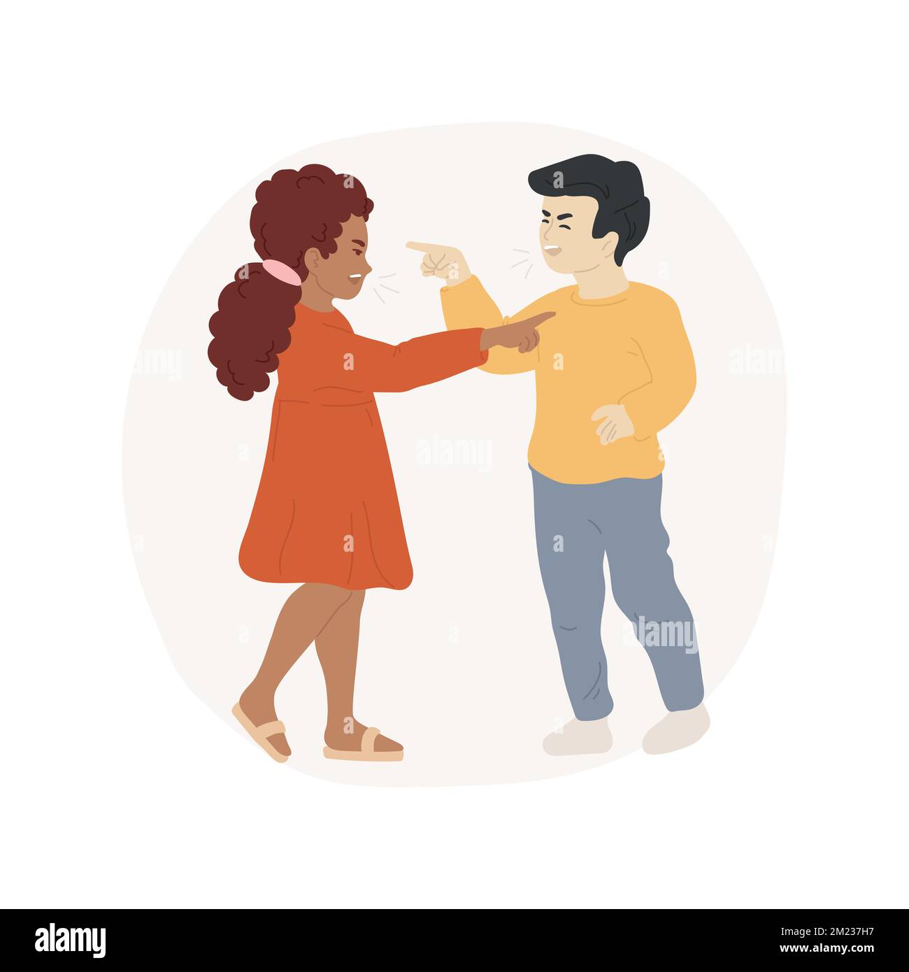 Blaming isolated cartoon vector illustration. Grumpy kids pointing ...